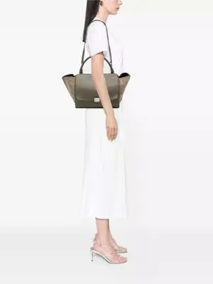 Celine Medium Calfskin And Suede Trapeze Satchel - Brown