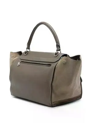 Celine Medium Calfskin And Suede Trapeze Satchel - Brown