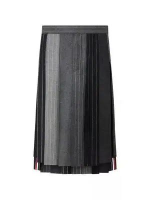 Thom Browne Flannel Banker-stripe Pleated Skirt - Grey