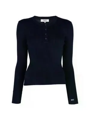 Sea Jane Ribbed-knit Henley Sweater