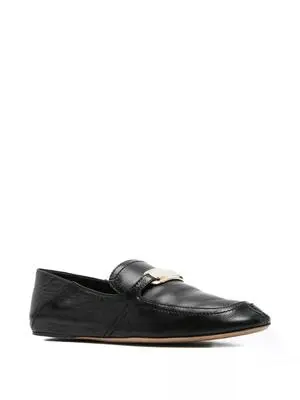 FERRAGAMO Leather Logo Buckle Loafers