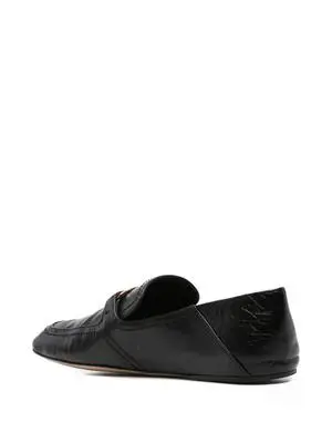 FERRAGAMO Leather Logo Buckle Loafers