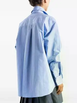 Sacai Striped Poplin Shirt With Pussy-bow Collar