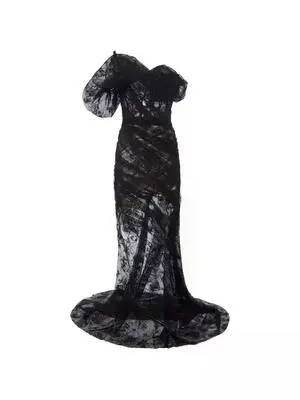 Monse Puff-shoulder Lace Gown