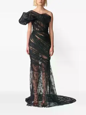 Monse Puff-shoulder Lace Gown