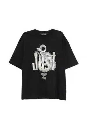Just Cavalli Snake-print Logo-print T-shirt