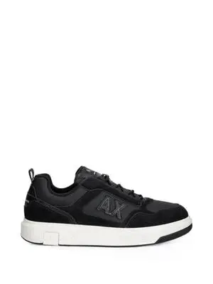 Armani Exchange Panelled Logo-patch Sneakers - Black