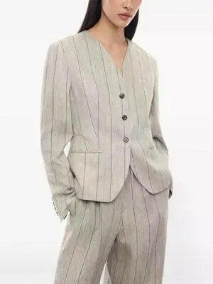 12 STOREEZ Aurelia Pinstriped Linen Jacket