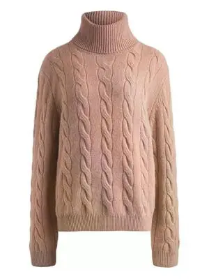 12 STOREEZ Cable-knit Turtleneck Sweater - Pink