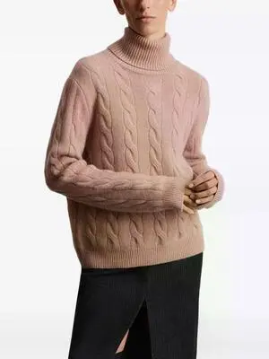 12 STOREEZ Cable-knit Turtleneck Sweater
