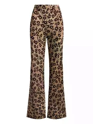 12 STOREEZ Beige Floral Print Flared Trousers