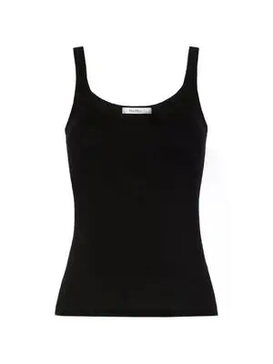 Max Mara Scoop Neck Ribbed Knit Sleeveless Top