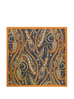 Etro Silk Scarf With Paisley Motif - Orange