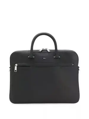 BOSS Grained Faux-leather Document Case With Signature-stripe Trim