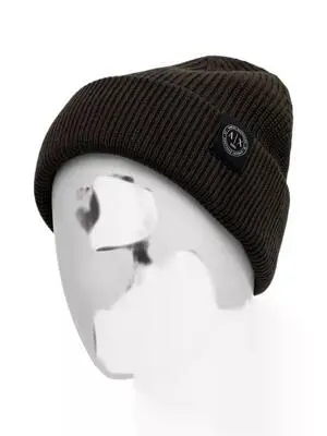 Armani Exchange Logo-patch Ribbed-knit Beanie Hat