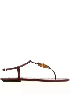 Gucci Bamboo-detail Leather Flat Sandals