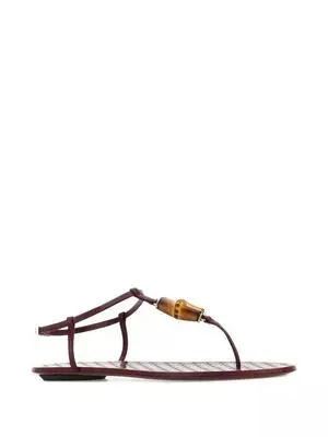 Gucci Bamboo-detail Leather Flat Sandals