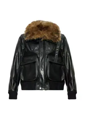 Sacai Faux-fur Collar Leather Jacket