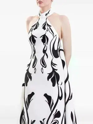SAIID KOBEISY Laser Cut Halter Neck Dress