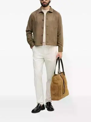 Sisley Faux-suede Button-front Overshirt