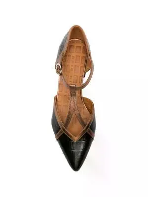Chie Mihara Leather Croc-effect Heeled Pumps - Black