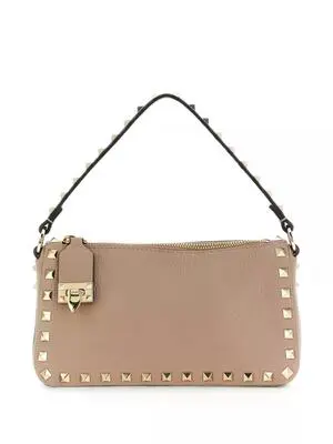 Valentino Garavani Small Rockstud Grainy Calfskin Crossbody Bag - Neutrals
