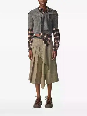 Monse Pleated Wrap Midi Skirt - Brown