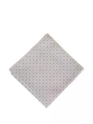 PAOLO ALBIZZATI Geometric-print Silk Pocket Scarf - Grey