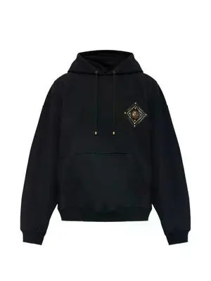 Versace Embellished Cotton-jersey Hoodie - Black
