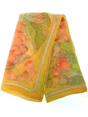 Hermès 2000-2026 Fleurs De Lotus Mousseline Silk Scarf 90 Scarves - Yellow