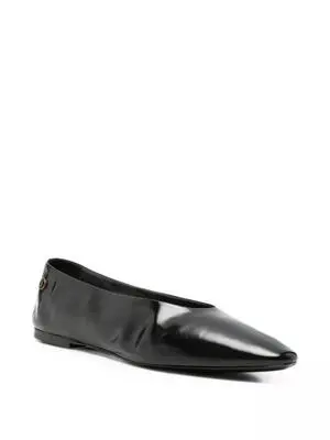 Saint Laurent Pointed Toe Leather Ballet Flats