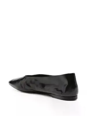 Saint Laurent Pointed Toe Leather Ballet Flats