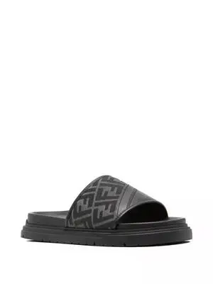 Fendi Ff-jacquard Sandals - Black