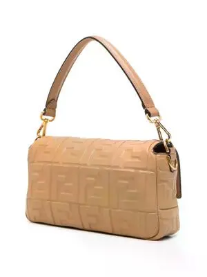 Fendi Embossed Ff Logo Baguette Shoulder Bag