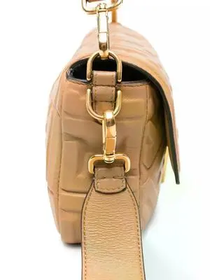 Fendi Embossed Ff Logo Baguette Shoulder Bag