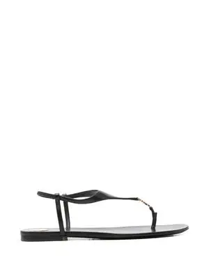 Saint Laurent Cassandra Flat Sandals - Black