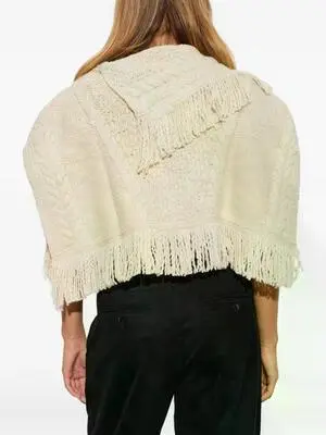 MARANT ETOILE Kacie Fringe-trimmed Cable-knit Poncho