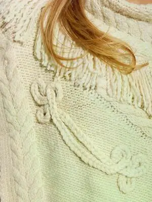 MARANT ETOILE Kacie Fringe-trimmed Cable-knit Poncho