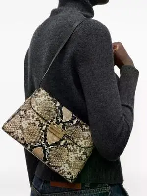 Victoria Beckham Dorian Trapeze Snake-print Shoulder Bag