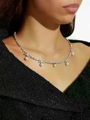 SELF-PORTRAIT Crystal-embellished Bow Necklace