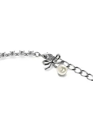 SELF-PORTRAIT Crystal-embellished Bow Necklace
