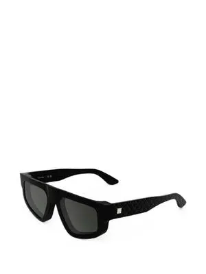 Calvin Klein Monogram-pattern Geometric-frame Sunglasses - Black