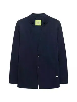 Shanghai Tang Silk-knit Mandarin-collar Blazer - Blue