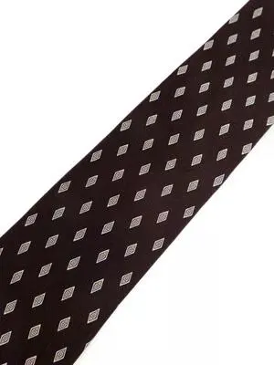 FERRAGAMO Micro Gancini Print Silk Tie - Brown
