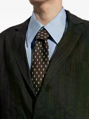 FERRAGAMO Micro Gancini Print Silk Tie - Brown