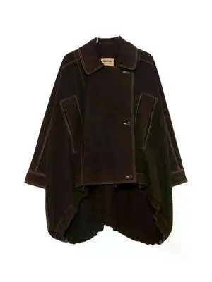 UMA WANG Kew Contrast-stitch Oversized Jacket - Brown