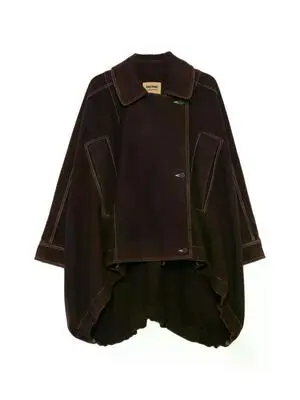 UMA WANG Oversized Contrast-stitch Jacket - Brown