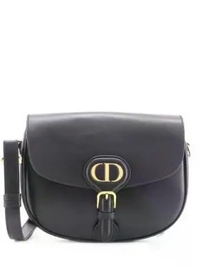 Dior Bobby Flap Bag Leather Medium Crossbody Bag - Black
