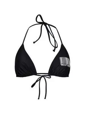 Moschino Barcode-print Triangle Bikini Top - Black