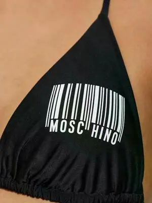 Moschino Barcode-print Triangle Bikini Top